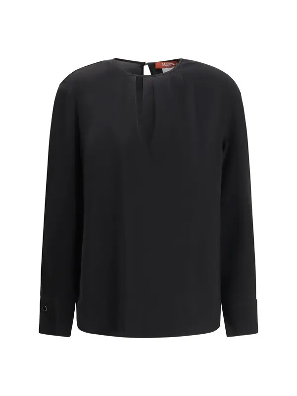 Max Mara Crewneck Blouse With Gold-tone Cufflinks