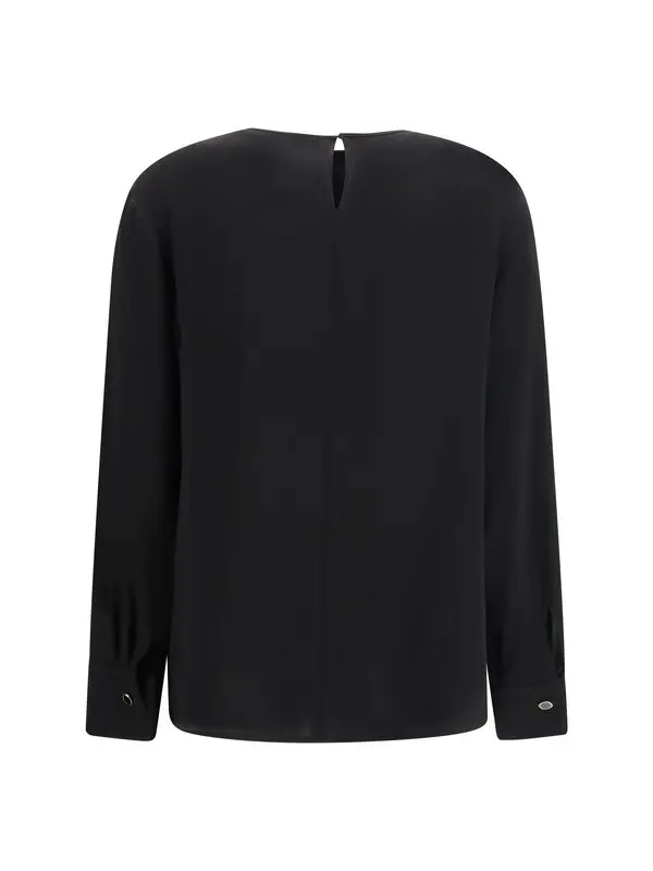 Max Mara Crewneck Blouse With Gold-tone Cufflinks