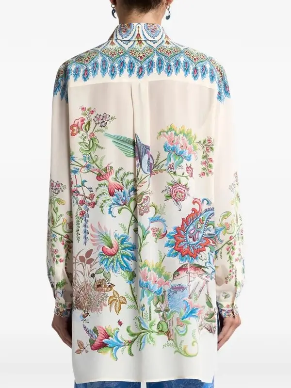 Etro Long Silk Shirt With Side Vents
