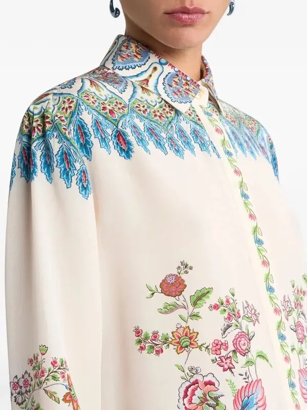 Etro Long Silk Shirt With Side Vents