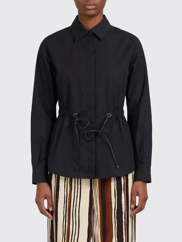 Max Mara Long Sleeve Shirt With Drawstring Waist - Black