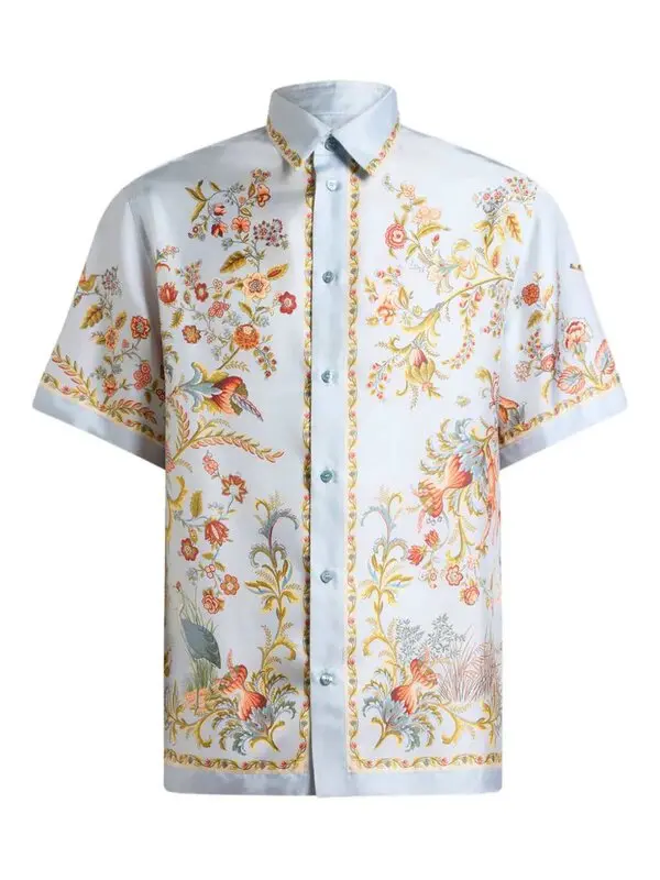 Etro Silk Shirt With Floral And Wildlife Print