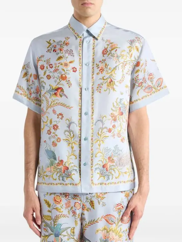 Etro Silk Shirt With Floral And Wildlife Print