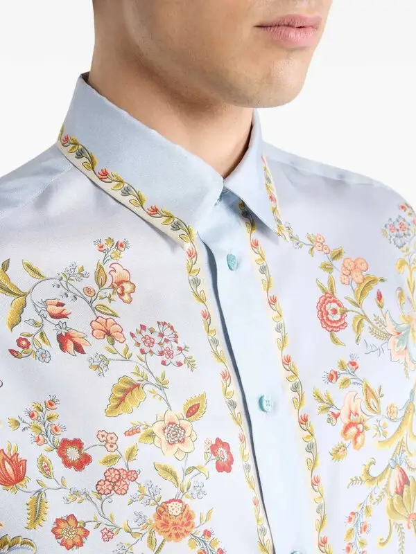 Etro Silk Shirt With Floral And Wildlife Print