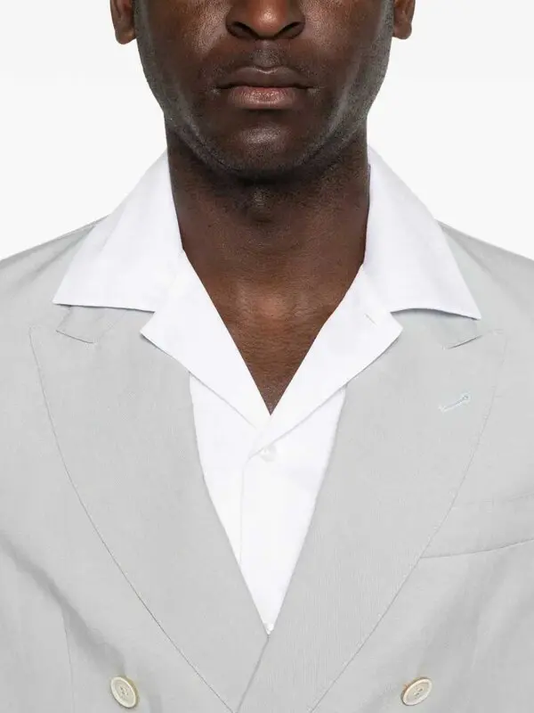Eleventy Double-breasted Linen Suit - Blue