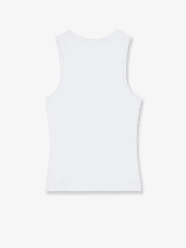 Givenchy Cotton Blend Ribbed Tank Top With Printed Logo - White