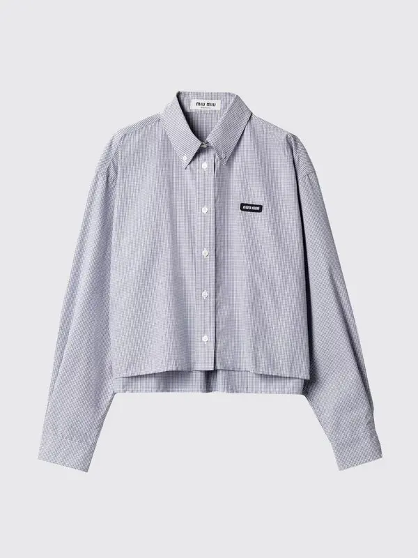 Miu Miu Cotton Shirt With Classic Collar - Blue