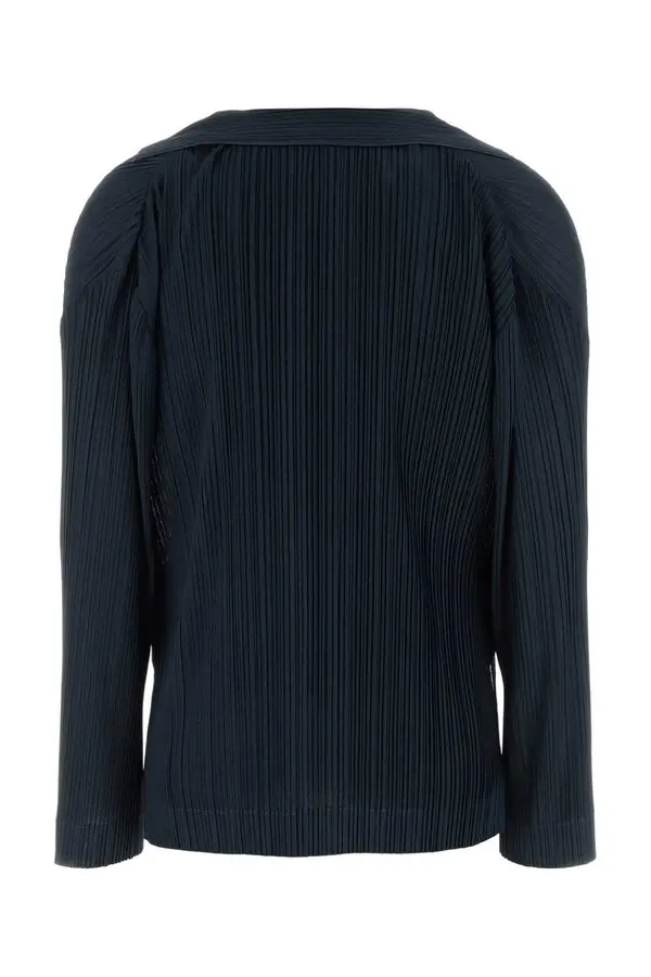 Giorgio Armani Navy Pleated Blouse - Blue