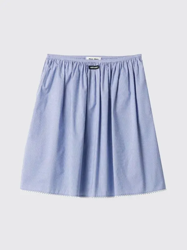 Miu Miu Gathered Cotton Skirt - Blue