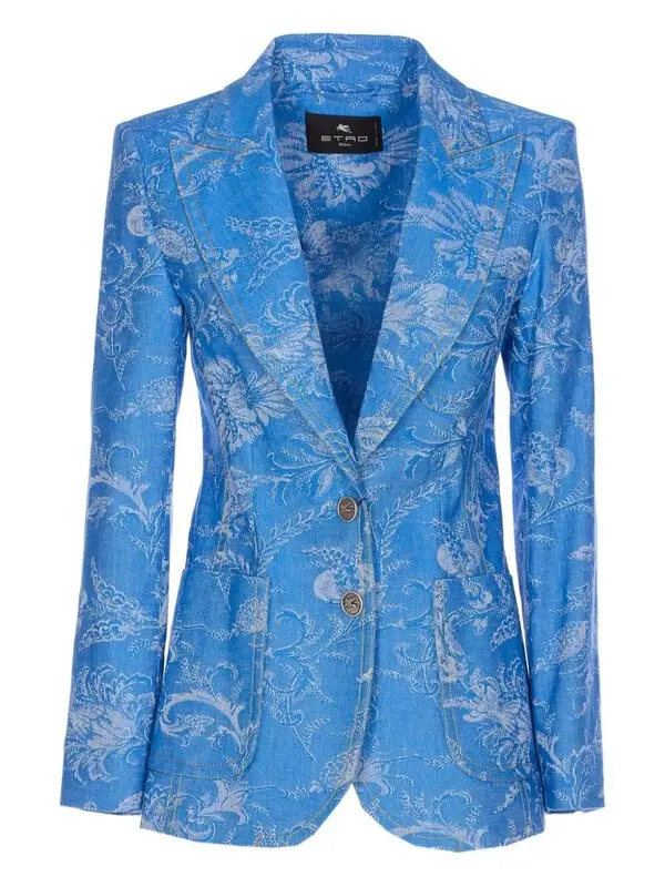 Etro Fitted Denim Jacket With Peak Lapels - Multicolor