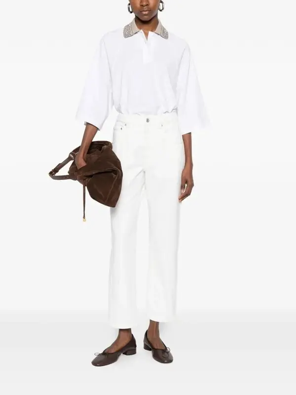 Brunello Cucinelli Embellished Collar Polo T-shirt