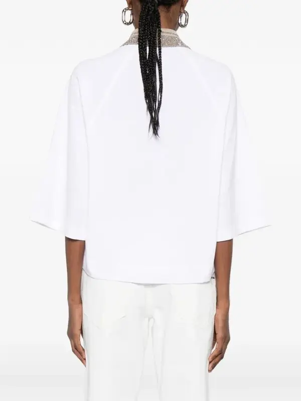 Brunello Cucinelli Embellished Collar Polo T-shirt