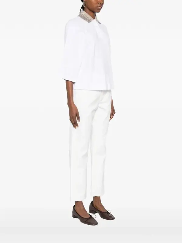Brunello Cucinelli Embellished Collar Polo T-shirt