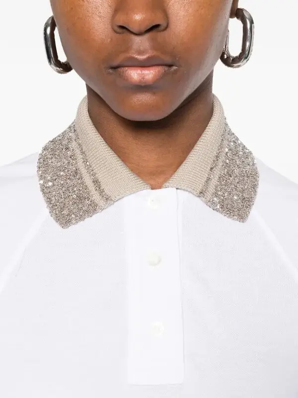 Brunello Cucinelli Embellished Collar Polo T-shirt
