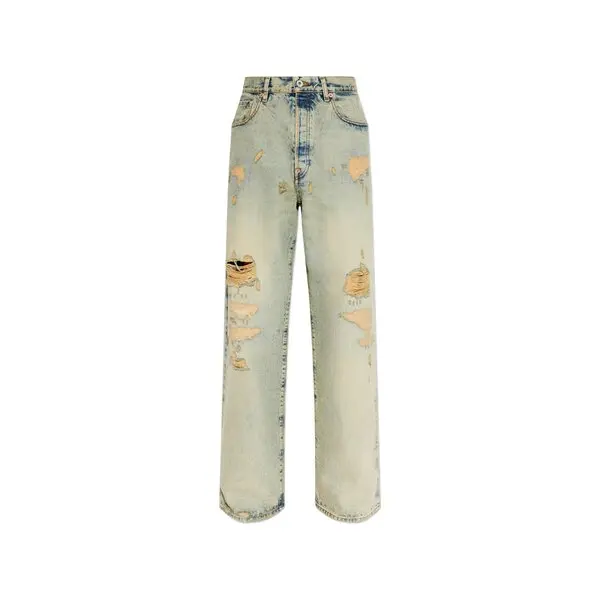 Kenzo Distressed Straight-leg Jeans - Brown