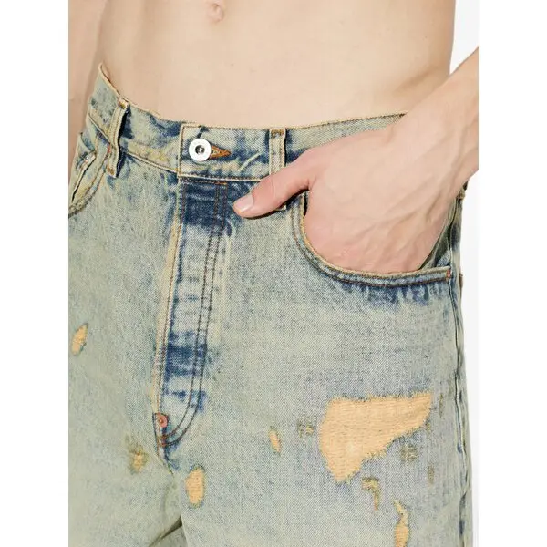 Kenzo Distressed Straight-leg Jeans - Brown