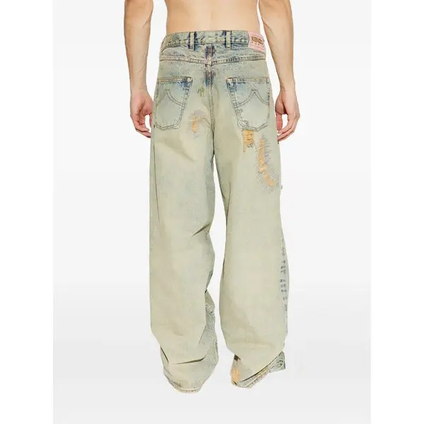 Kenzo Distressed Straight-leg Jeans - Brown