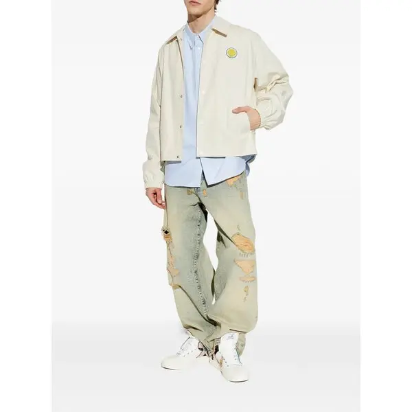 Kenzo Distressed Straight-leg Jeans - Brown