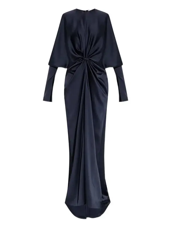 Stella McCartney Navy Satin Twisted Wrap Maxi Dress - Blue