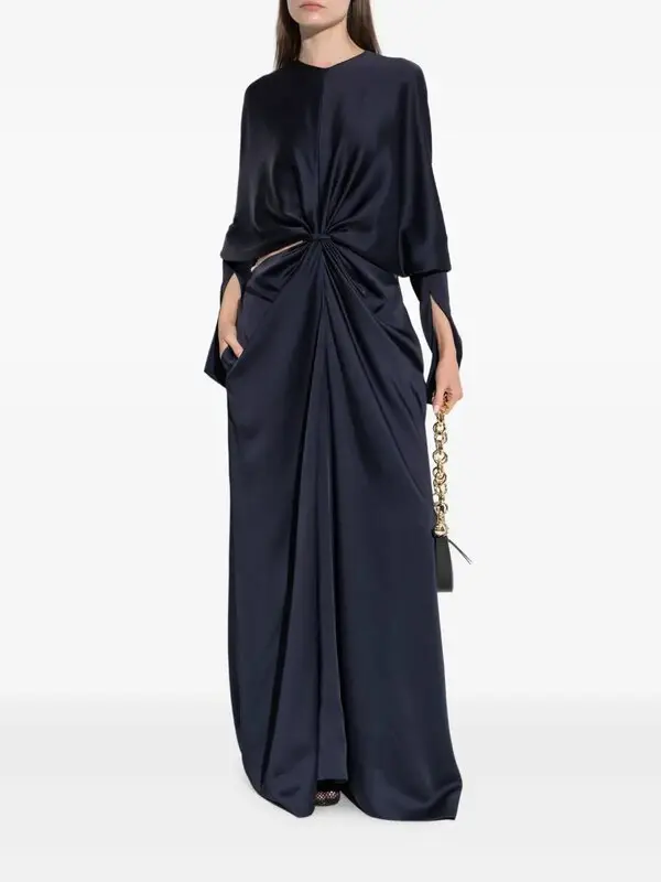 Stella McCartney Navy Satin Twisted Wrap Maxi Dress