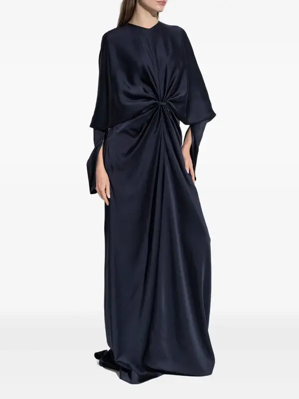 Stella McCartney Navy Satin Twisted Wrap Maxi Dress
