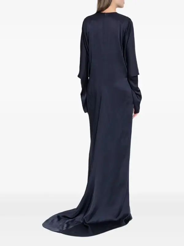 Stella McCartney Navy Satin Twisted Wrap Maxi Dress