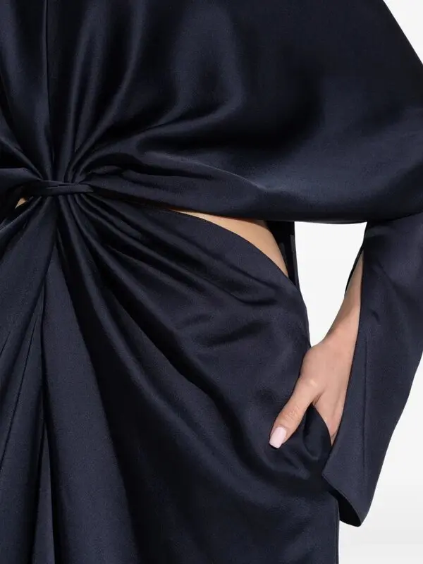 Stella McCartney Navy Satin Twisted Wrap Maxi Dress