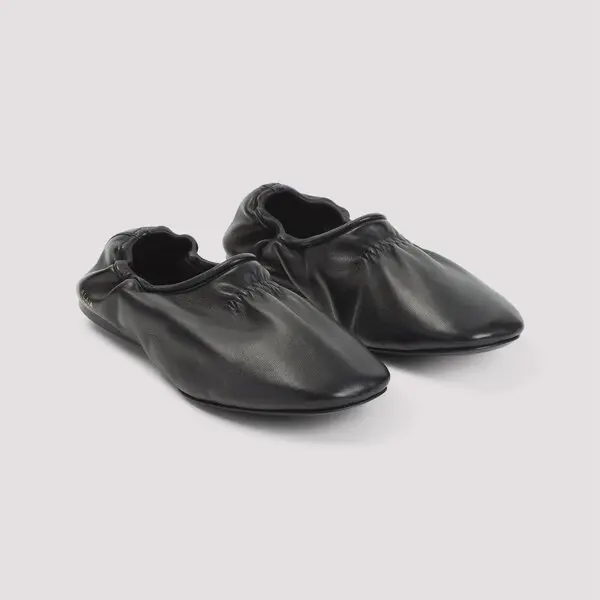 Alaïa Lamb Leather Gathered Detail Ballerina Flats - Black