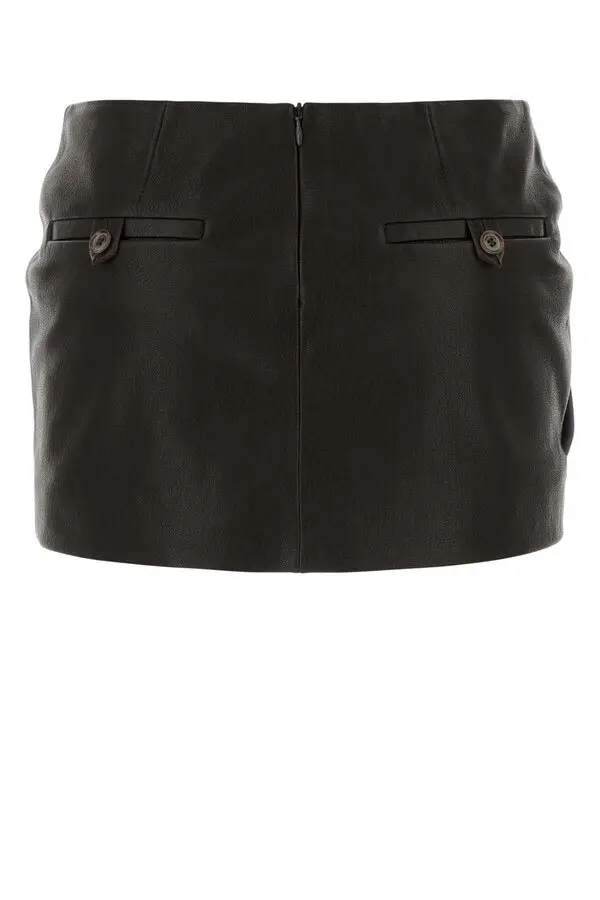 Magda Butrym Dark Leather Mini Skirt - Brown
