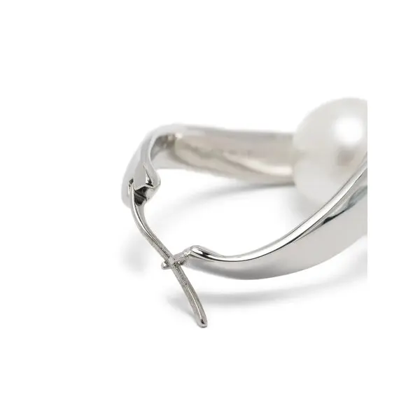 Dries Van Noten Sculptural Hoop Earrings With Faux Pearl Detail