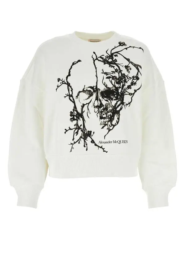 Alexander McQueen Graphic Print Cotton Sweatshirt - White