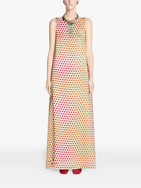 Dries Van Noten Sleeveless Printed Silk A-line Maxi Dress