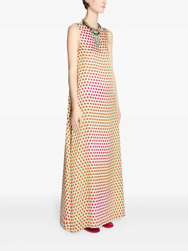 Dries Van Noten Sleeveless Printed Silk A-line Maxi Dress
