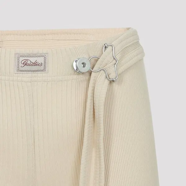JEAN PAUL GAULTIER Ribbed Cotton Shorts With Buckled Waist Strap