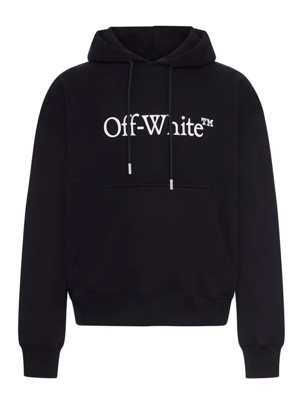 Off-White Logo Print Cotton Hoodie - Black