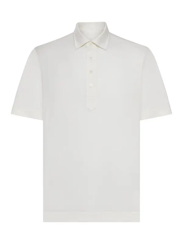 Zegna Silk And Cotton Knitted Polo Shirt - White