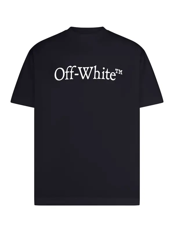 Off-White Crew Neck T-shirt With Print - Black