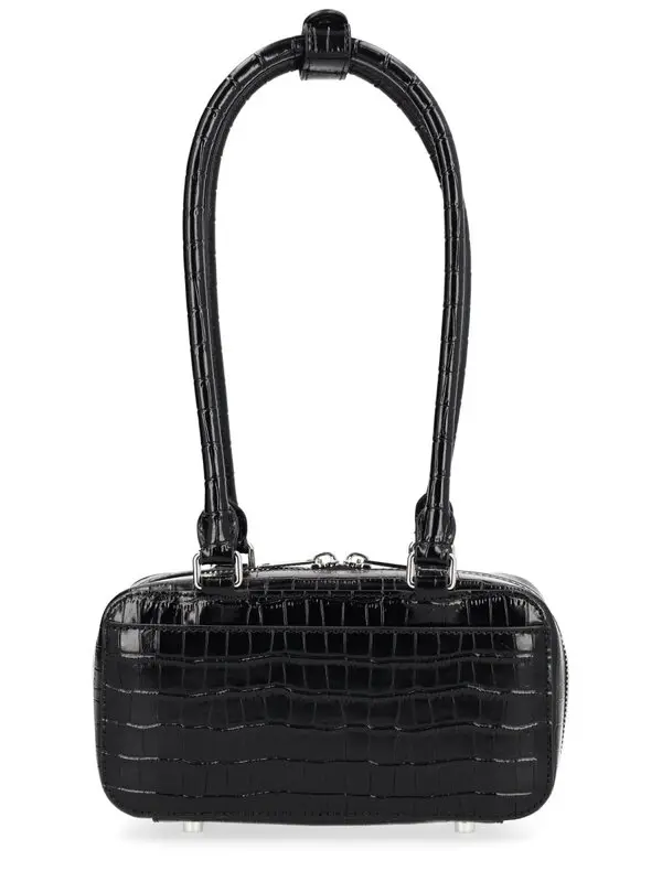 SELF-PORTRAIT Crocodile Effect Top Handle Bag - Black