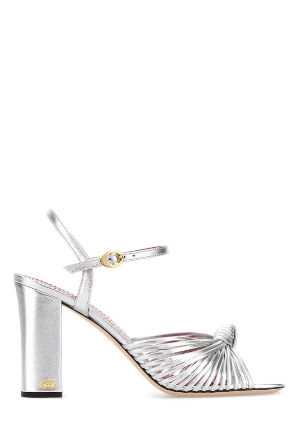 Valentino Garavani Leather Strappy Sandals - Silver