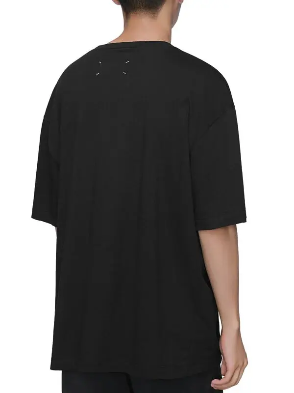 MAISON MARGIELA Cotton T-shirt With Tone-on-tone Lettering Print - Black