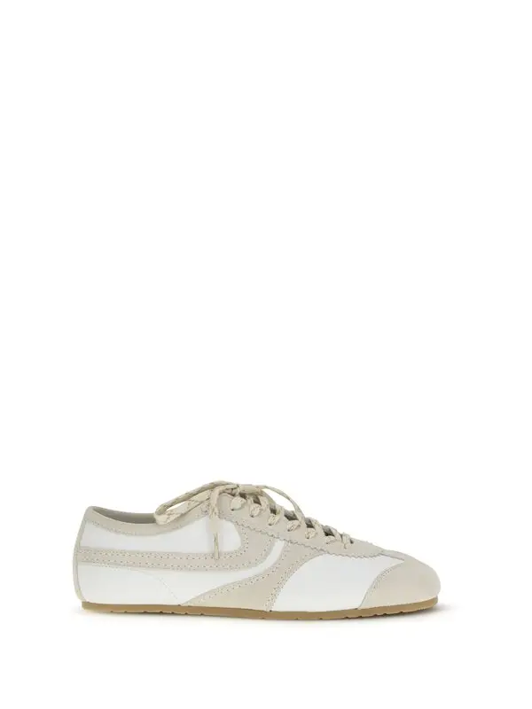 Dries Van Noten 70s Inspired Suede And Nappa Leather Lace-up Sneakers - White