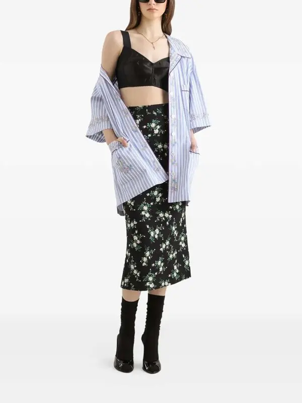Dolce & Gabbana Printed Floral Silk Blend Midi Skirt - Multicolor