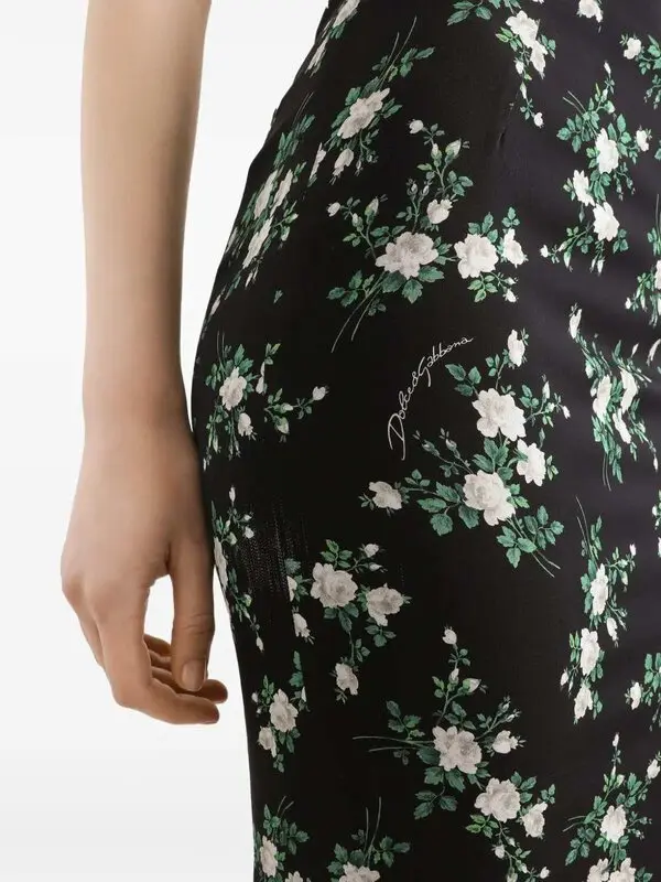 Dolce & Gabbana Printed Floral Silk Blend Midi Skirt - Multicolor