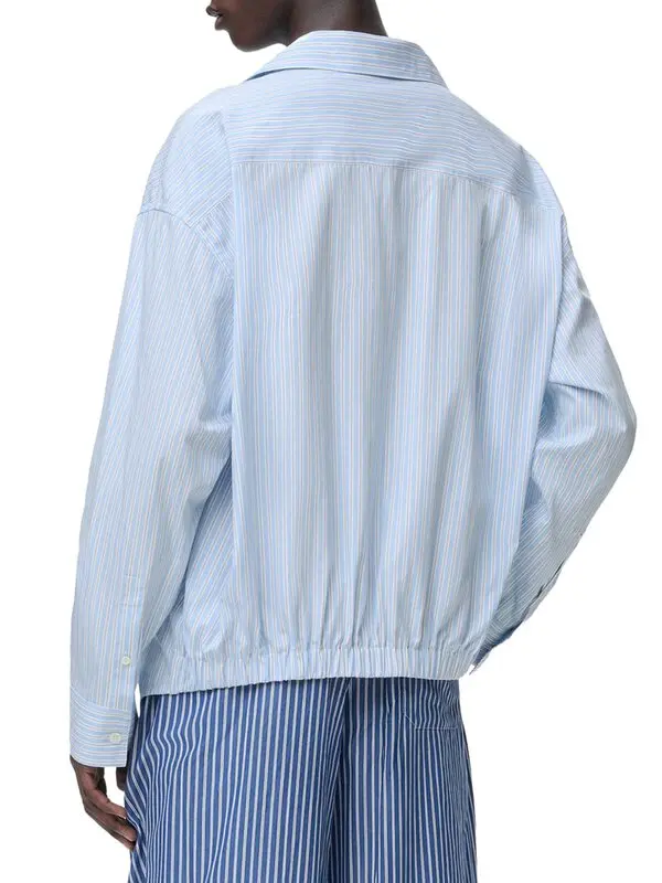 Loewe Oversized Striped Cotton Shirt With Bowling Collar