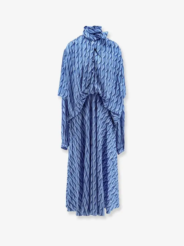 Balenciaga Printed Fabric Long Dress - Blue