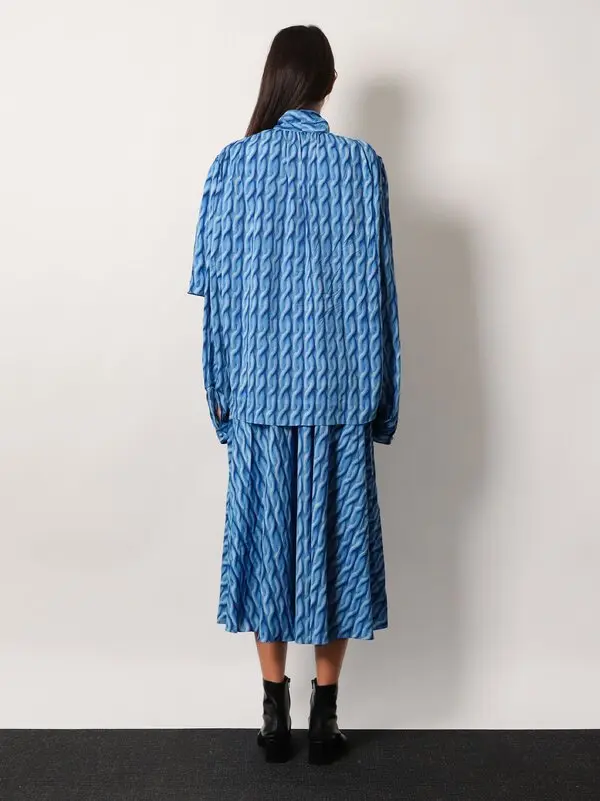 Balenciaga Printed Fabric Long Dress - Blue