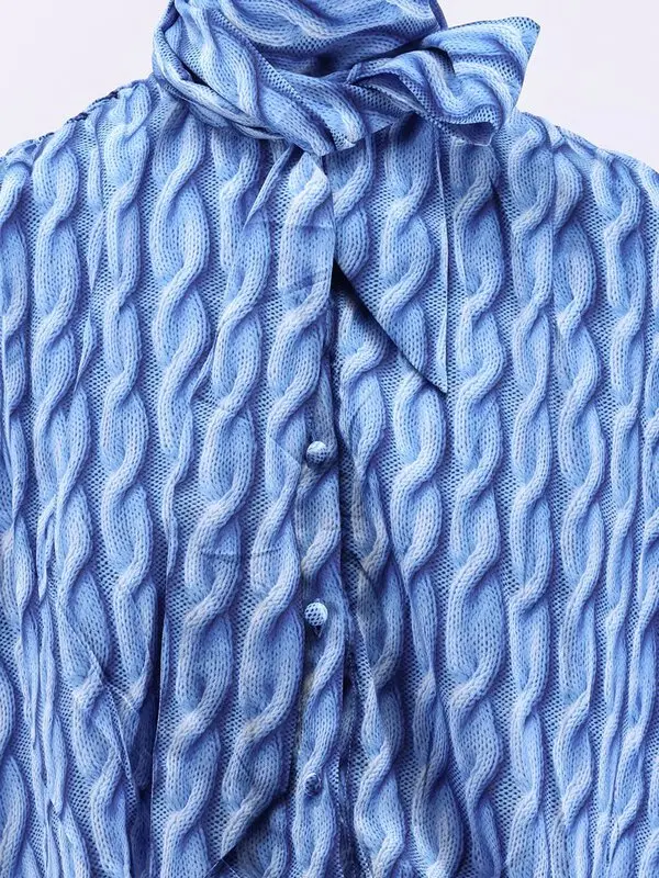 Balenciaga Printed Fabric Long Dress - Blue