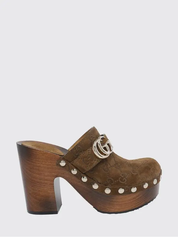 Gucci Embossed Suede Clogs
