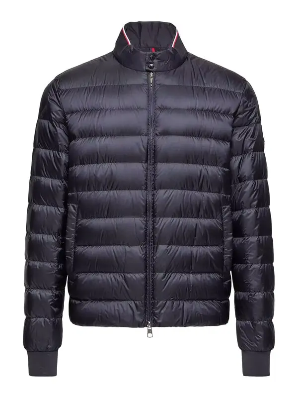 Moncler Rigel Short Down Jacket With Tricolor Trim - Blue