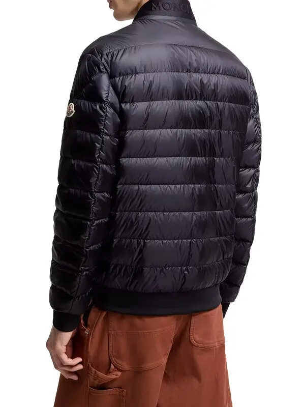 Moncler Rigel Short Down Jacket With Tricolor Trim - Blue